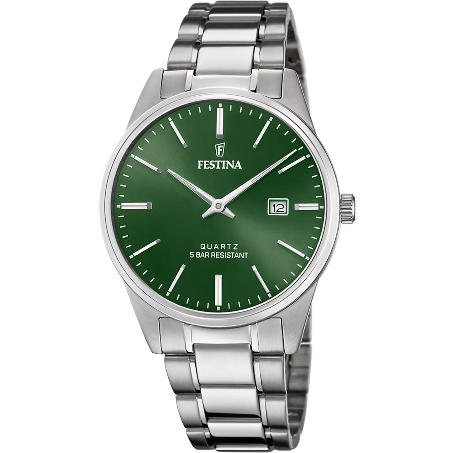 F20511/5 Festina Mens Stainless Steel Green Round Bracelet Watch Date ...
