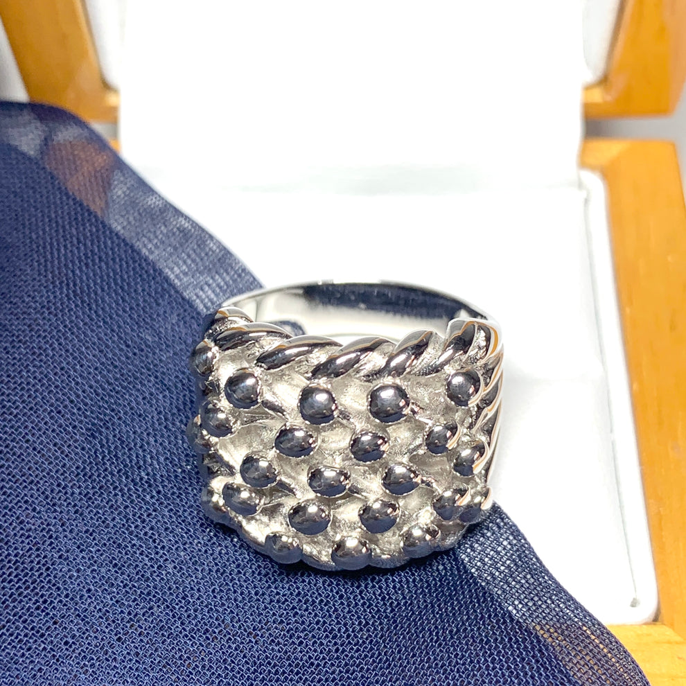 Mens 5 Row Keeper Ring Knot Shot Solid Sterling Silver Gents Signet ...