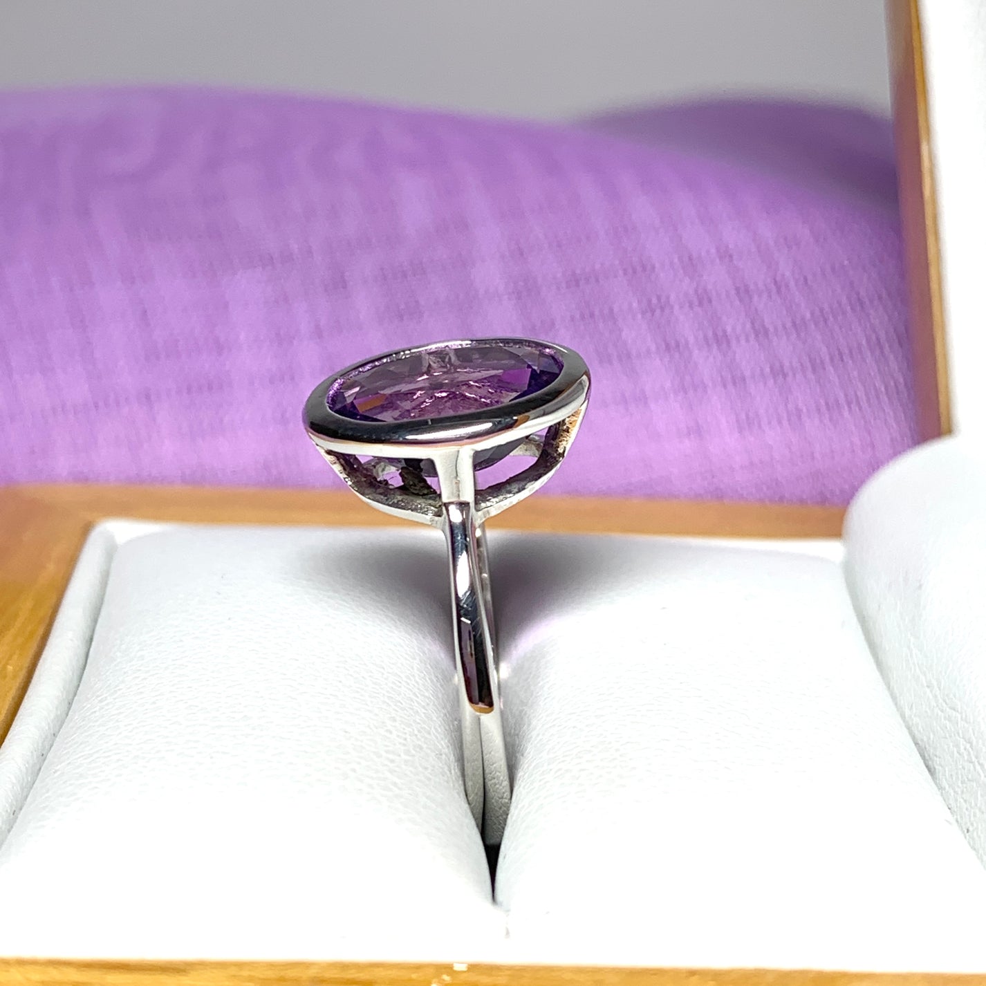 Real amethyst ring large oval sterling silver – Sarah Beth Jewellers